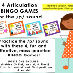 4 Bingo Game Articulation Bundle – Syllables & Initial, Medial and ...