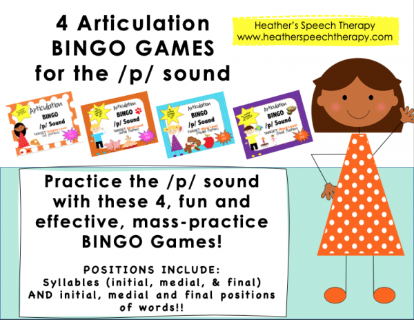 4 Bingo Game Articulation Bundle – Syllables & Initial, Medial and ...